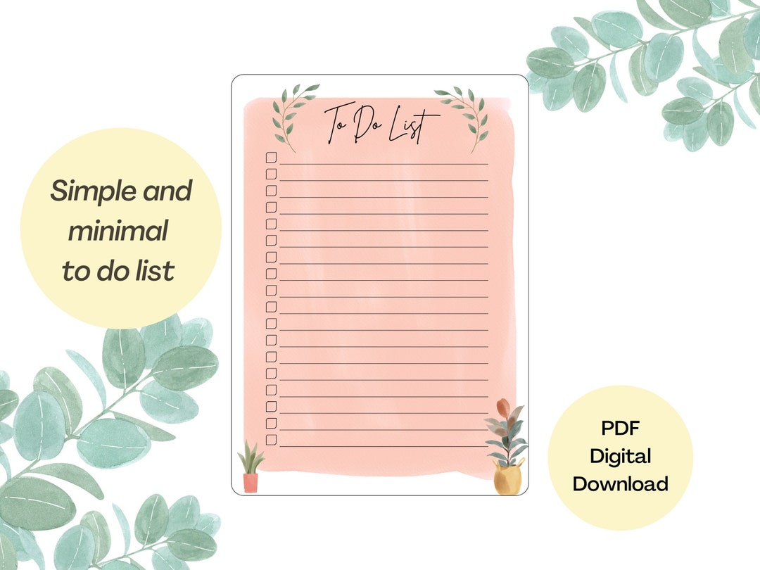 Minimalist to Do List Printable | Pink Aesthetic (digital Download) - Etsy