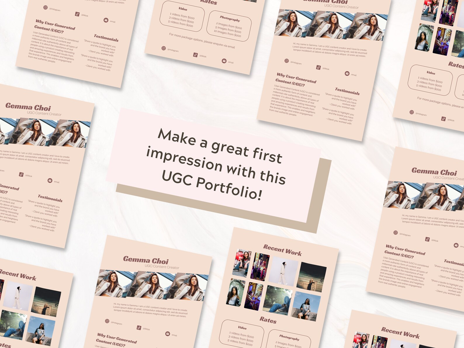 UGC Creator Portfolio Template, Canva Media Kit (2 Pages) - Etsy