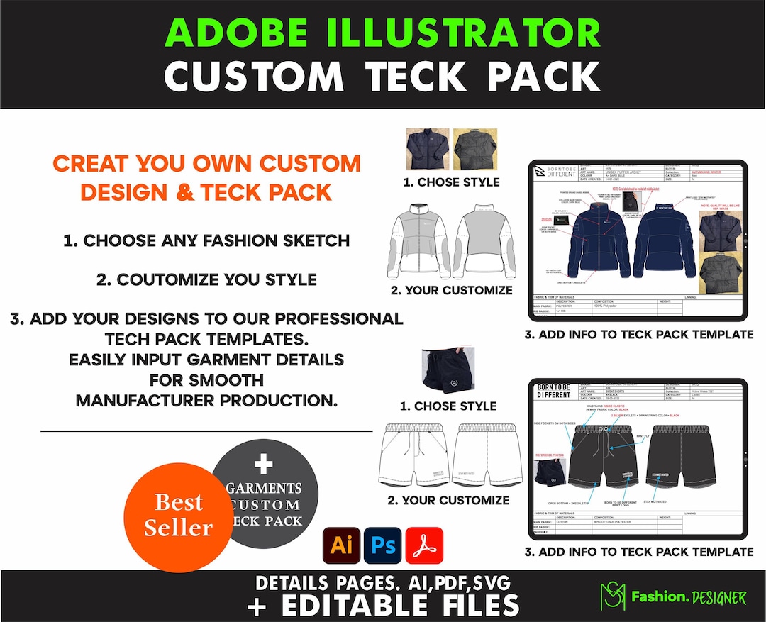 Custom Tech Pack & Fashion Design Templates | Streetwear, Activewear ...