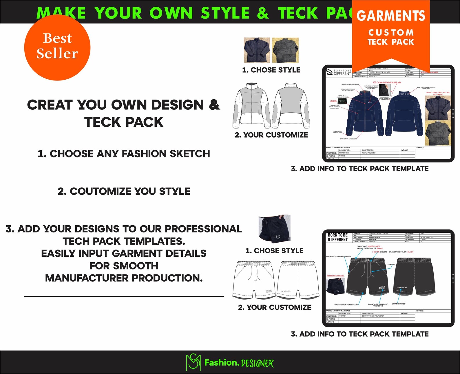 Streetwear Clothing Vector Mockup Pack Tech Pack Template Streetwear Mockups Clothing Brand ...