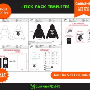 Streetwear Clothing Vector Mockup Bundle: Tech Pack Template (digital ...