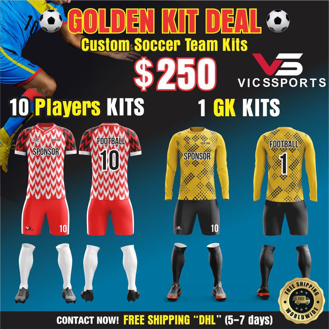 Custom Soccer Jersey Set | 11 Team Kits Bundle | 10 Player Jerseys + 1 ...