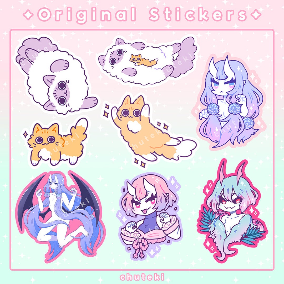 Original Stickers - Demon Girls, Mantis, & Cats - Etsy