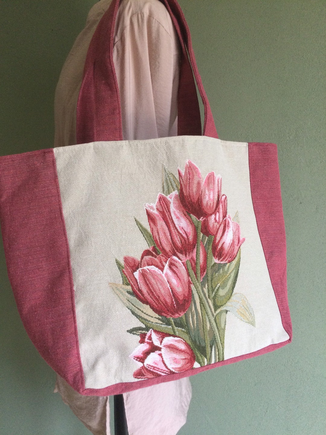 Shabby Chic Romantic Bag With Floral Patterns Tapestry Bag Tote Bag ...