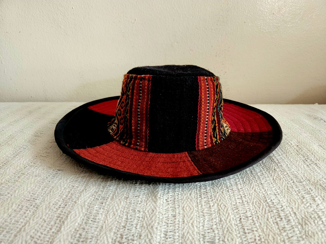 Peruvian Boho Andean Traditional Hat, Natural Material Wool, Quechua ...