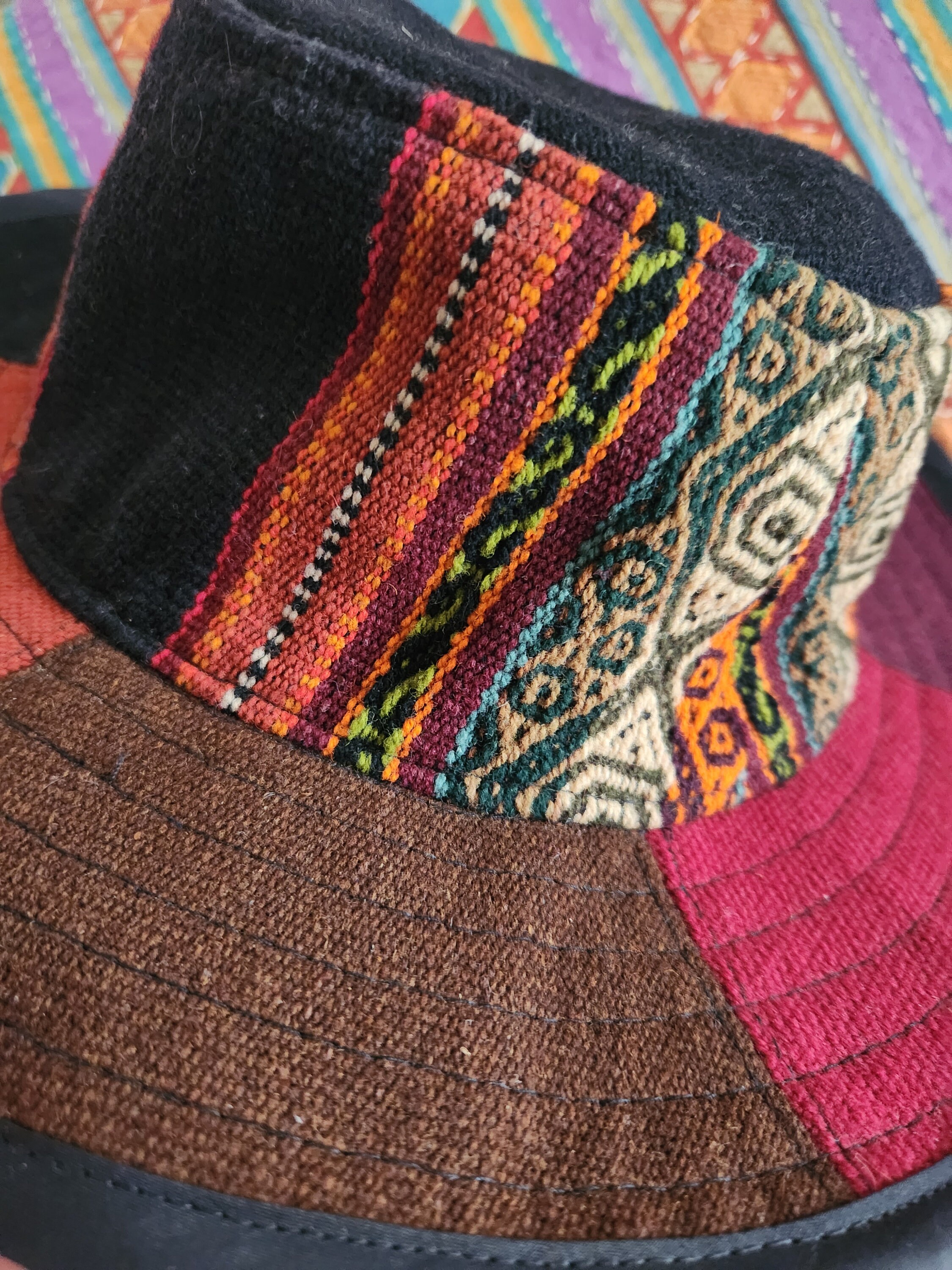 Peruvian Boho Andean Traditional Hat, Natural Material Wool, Quechua ...