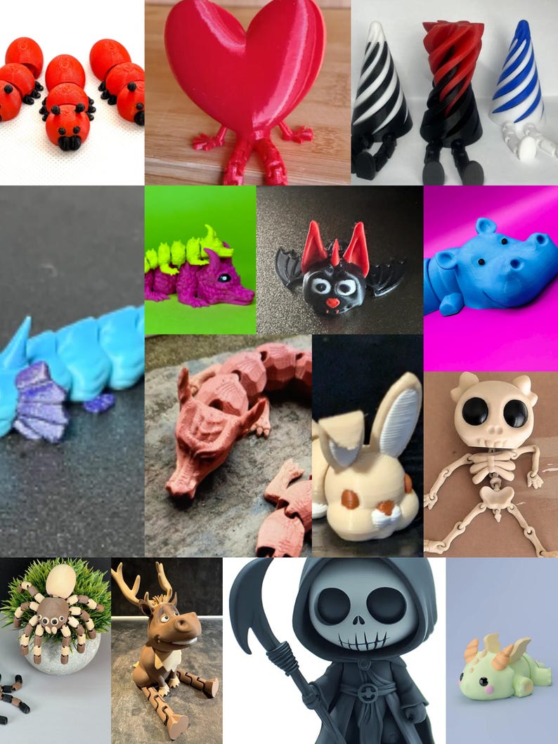Articulated Flexi Cute Mini Animals, 400 Models, 3D Print Files ...