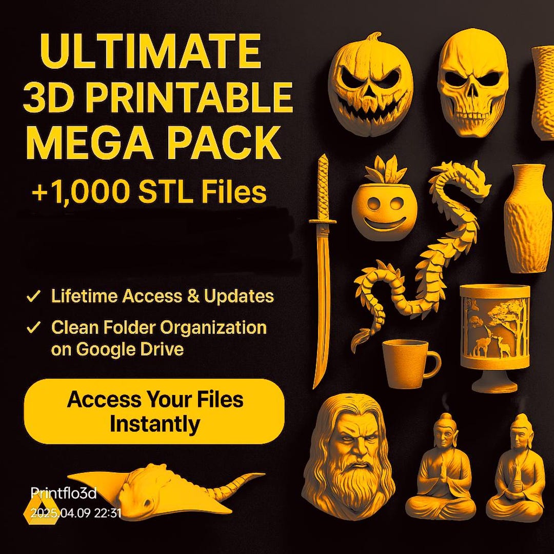 Mega Pack STL FILES ,articulated, Masks, Household, Wall Art, Book Nooks, Mugs, Swords ...