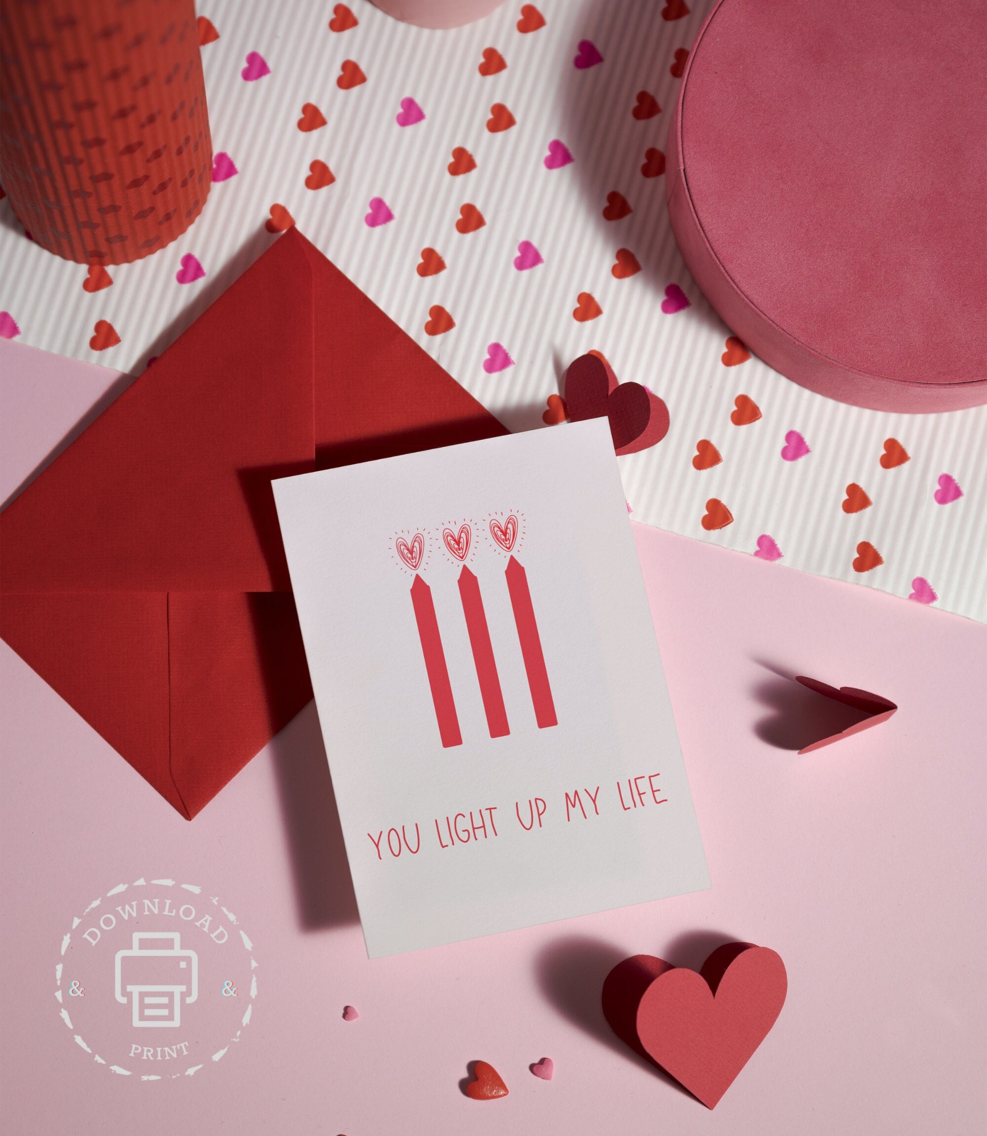 Printable Valentines Day Card You Light up My Life, Instant Download ...