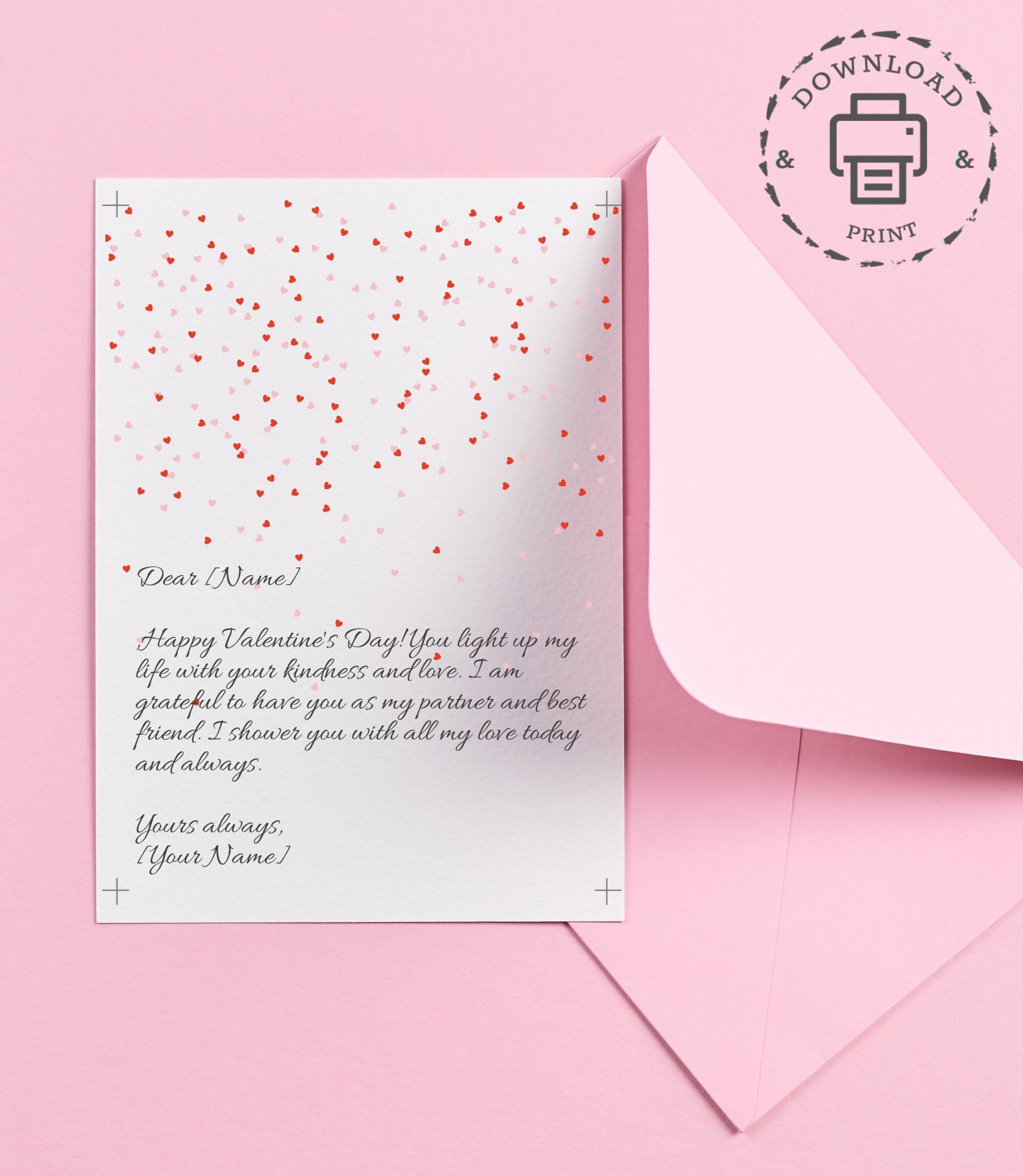 Editable Printable Valentines Day Card Showering With Love, Instant ...