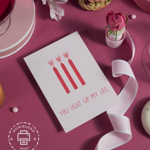 Printable Valentines Day Card You Light up My Life, Instant Download ...