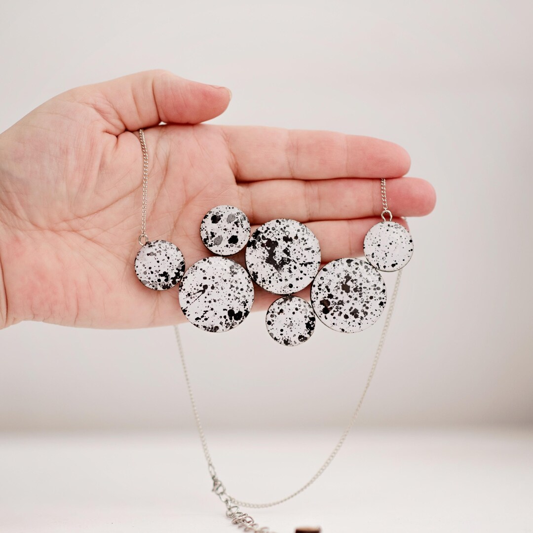Black and White Chunky Statement Necklace, Handmade Statement Jewelry ...
