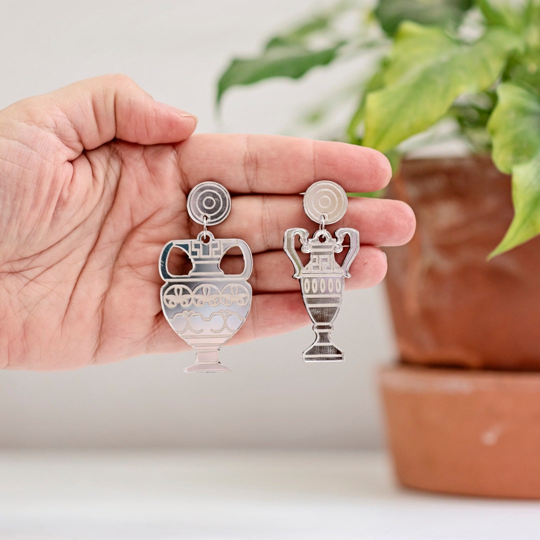 Ancient Greek Amphora Laser Cut Earrings, Greek Mythology Inspired ...