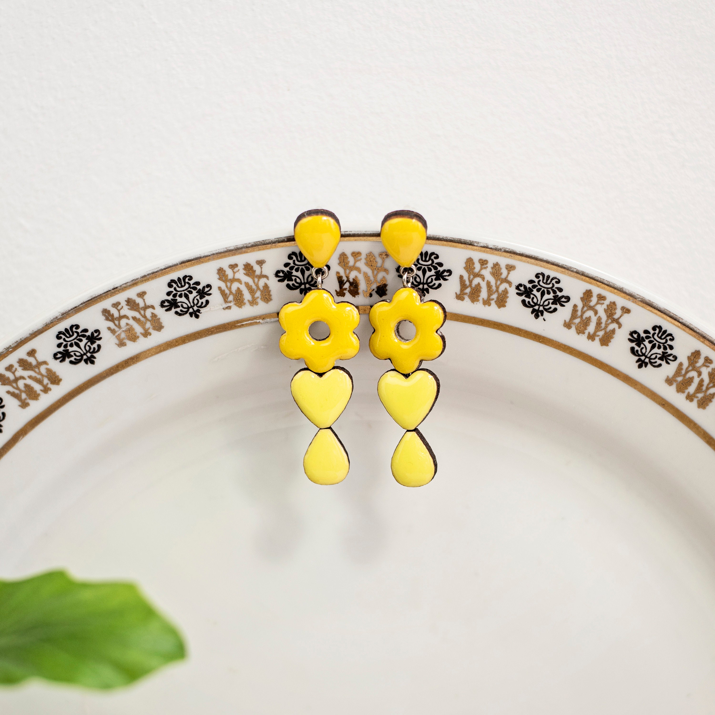 Handmade Yellow Flower Earrings, Unique Dangle Clip on Earrings - Etsy