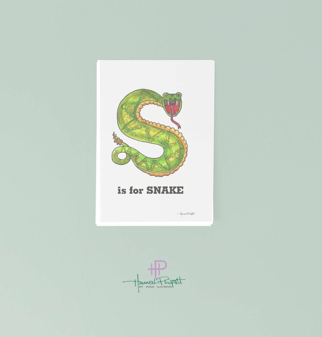 S is for Snake Letter S Initial Print A6/A5/A4 Sizes Available. Nursery ...