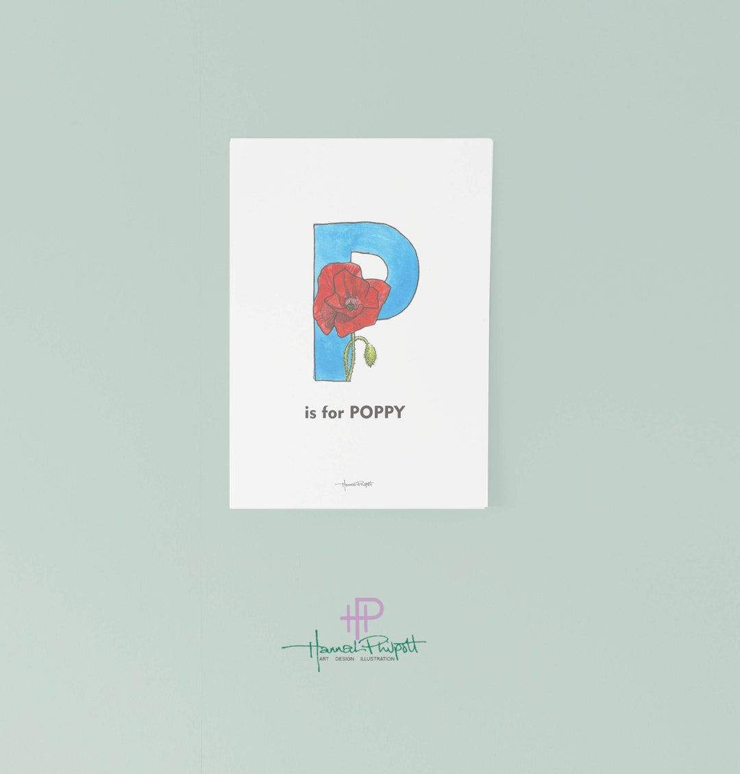 P is for Poppy Letter P Initial Print Customisation - Etsy