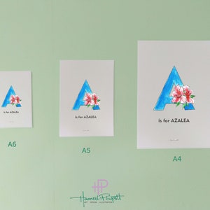 A is for Azalea Letter A Initial Print A6/A5/A4 Sizes - Etsy