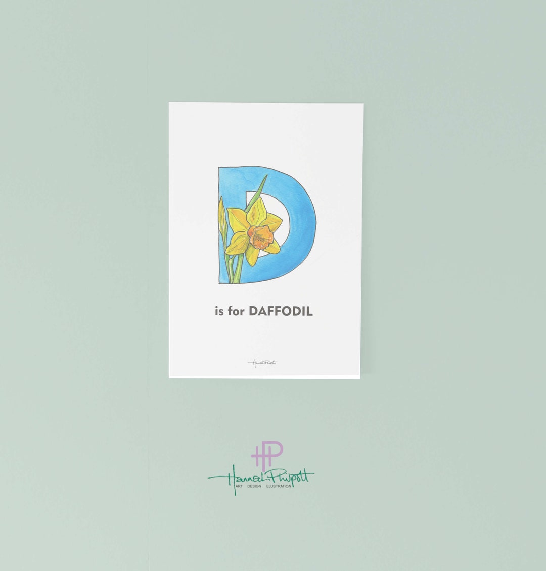 D is for Daffodil Letter D Initial Print A6/A5/A4 Sizes - Etsy