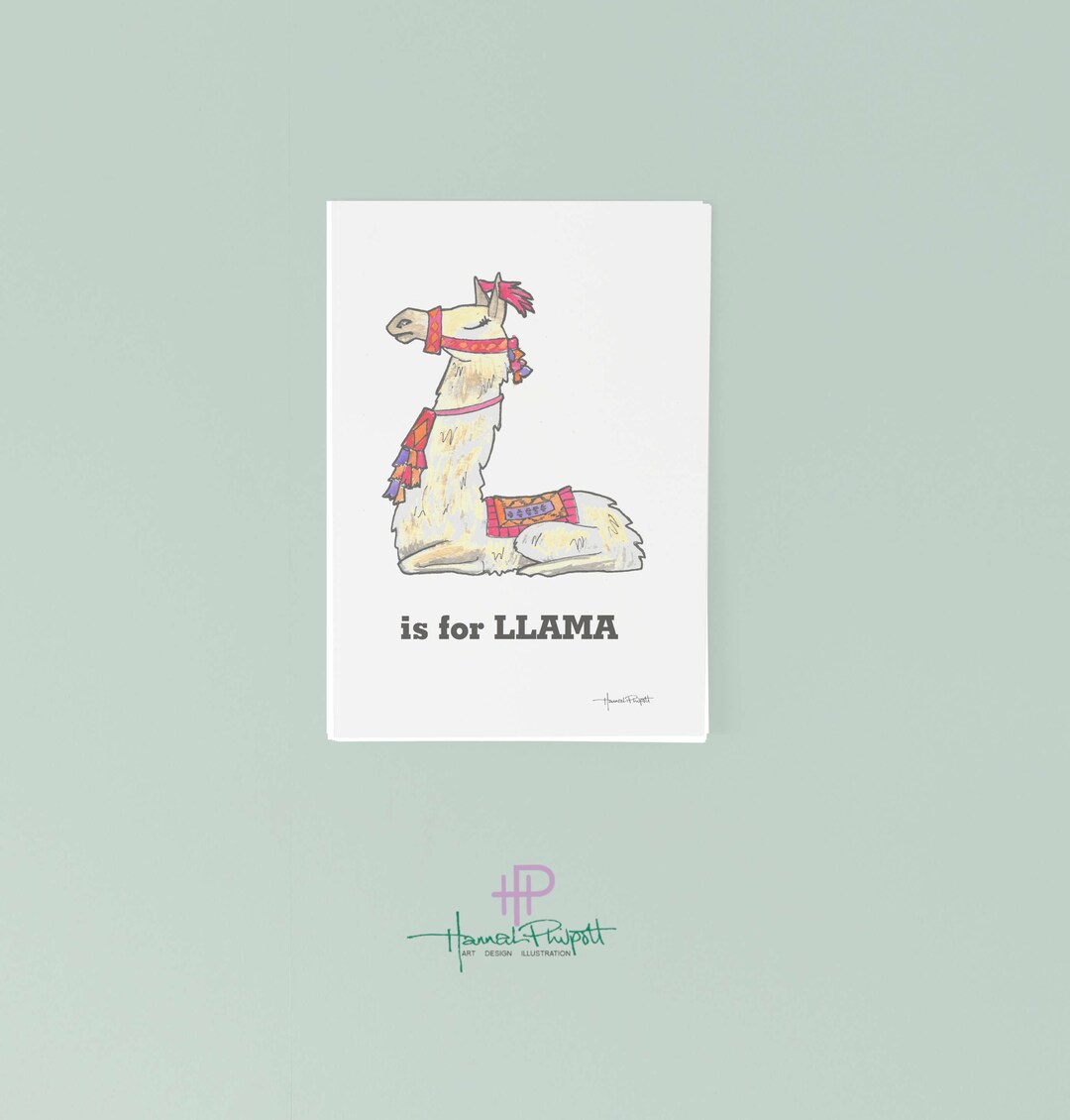 L is for Llama Letter L Initial Print A6/A5/A4 Sizes - Etsy