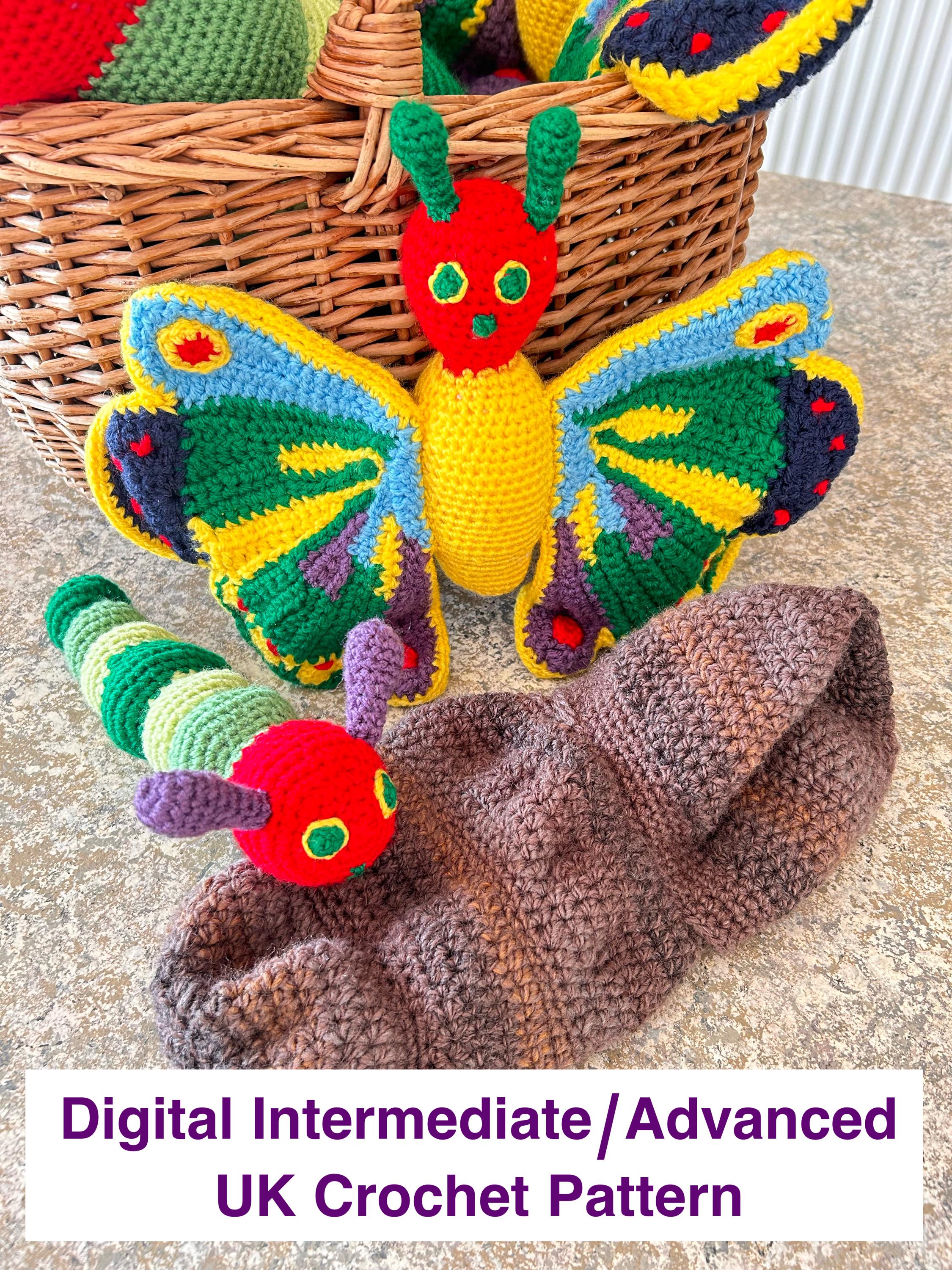 The Mini Hungry Caterpillar, Butterfly & Cocoon Digital Crochet Pattern ...