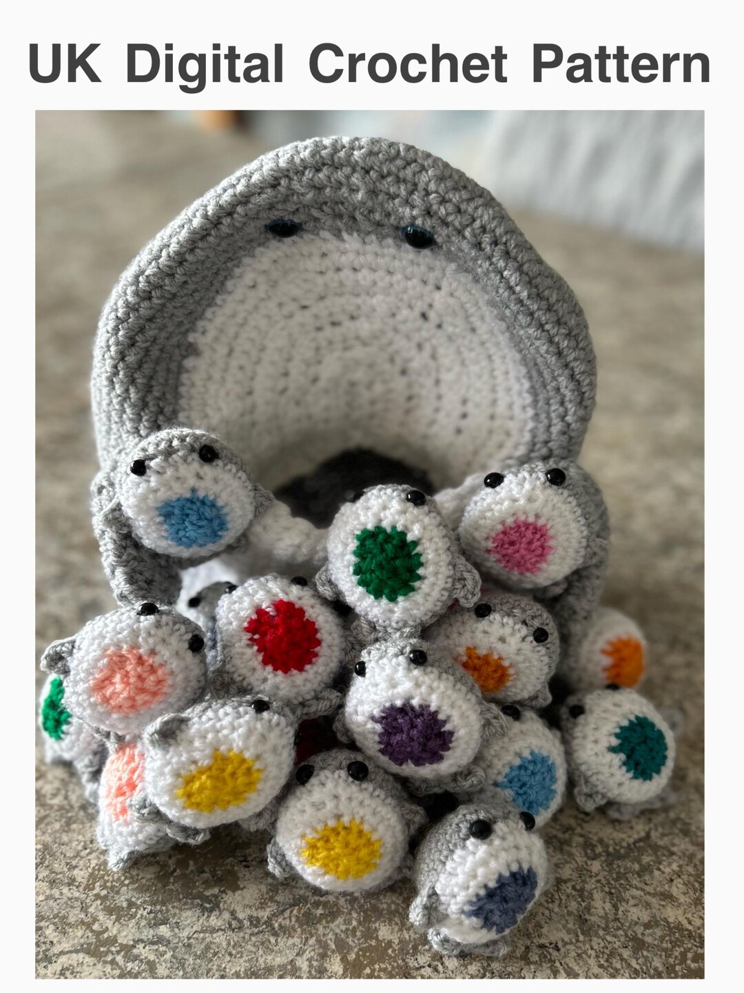 Shark (whale & Fish) Memory Game Digital Crochet Pattern - Etsy