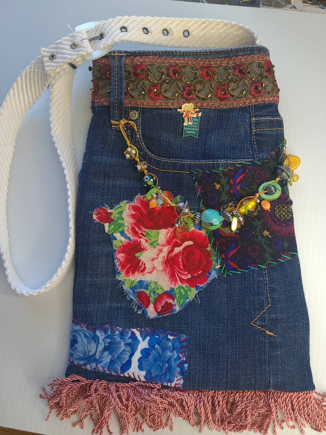 Handmade Upcycled Denim Shoulder Purse Jeans Bag One of A Kind ...