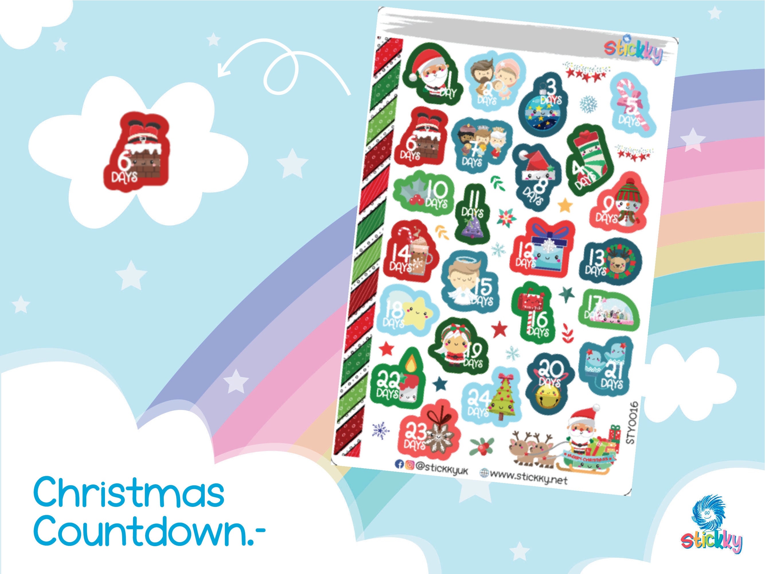 Christmas Countdown Stickers - Etsy