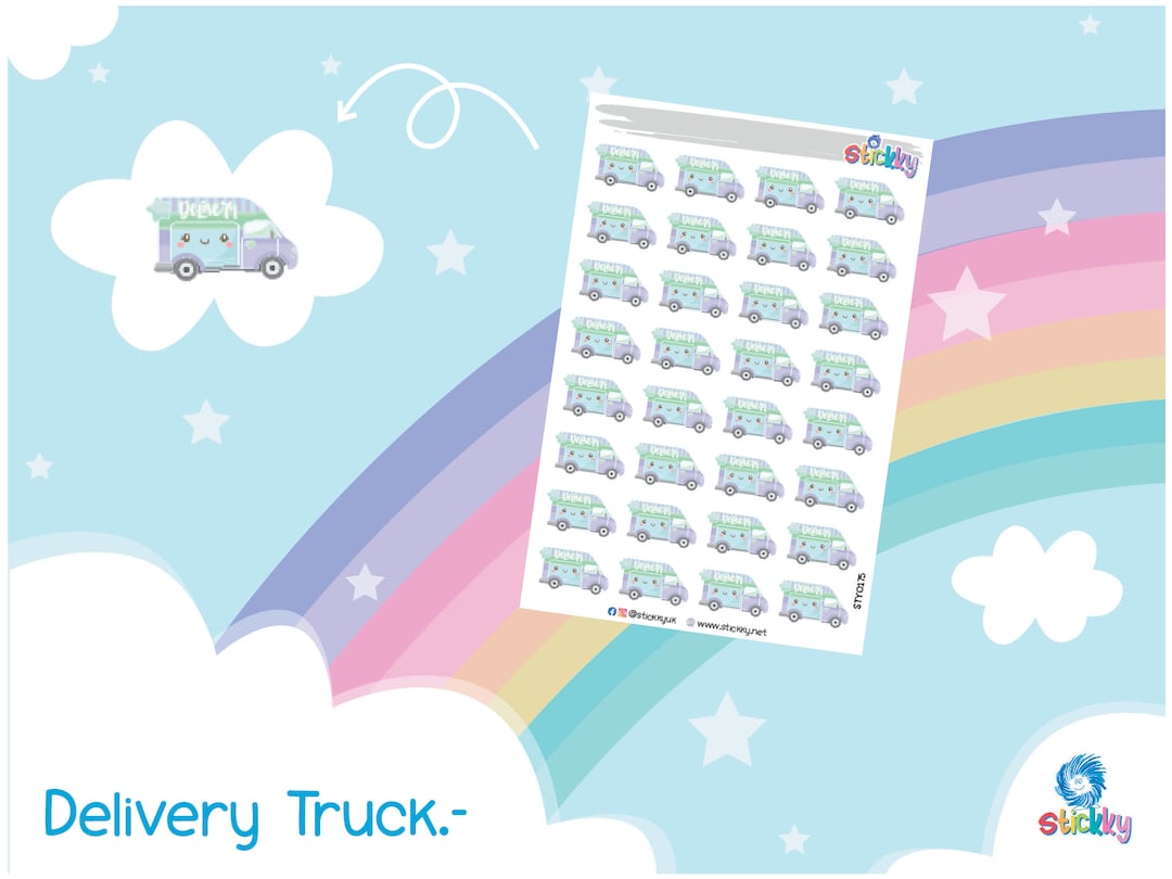 Cute Delivery Truck Stickers Sheet - Etsy