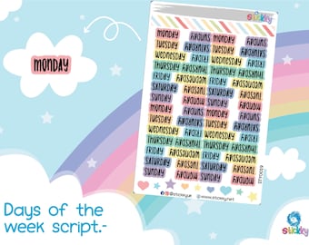Days of the Week Script Mini Planner Stickers, Rae Dunn Inspired - Etsy