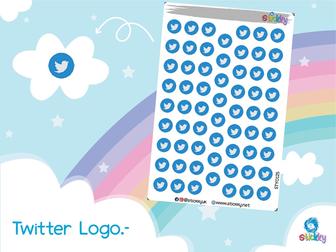 Social Media Twitter Logo Stickers Sheet.- - Etsy