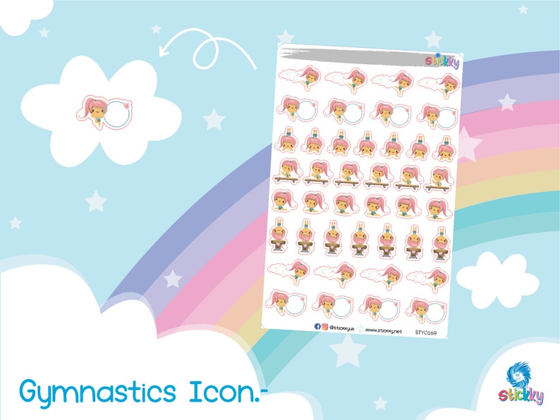 Gymnastics Icon Stickers Sheet.- - Etsy
