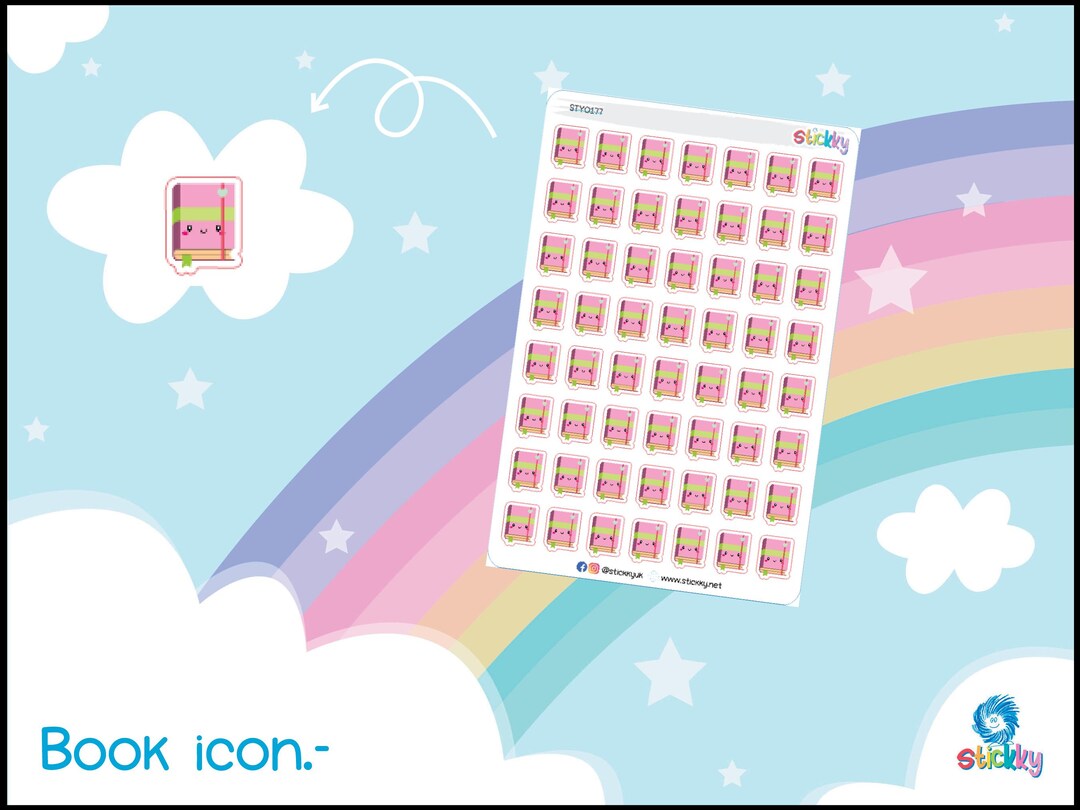 Book Icon Stickers Sheet - Etsy