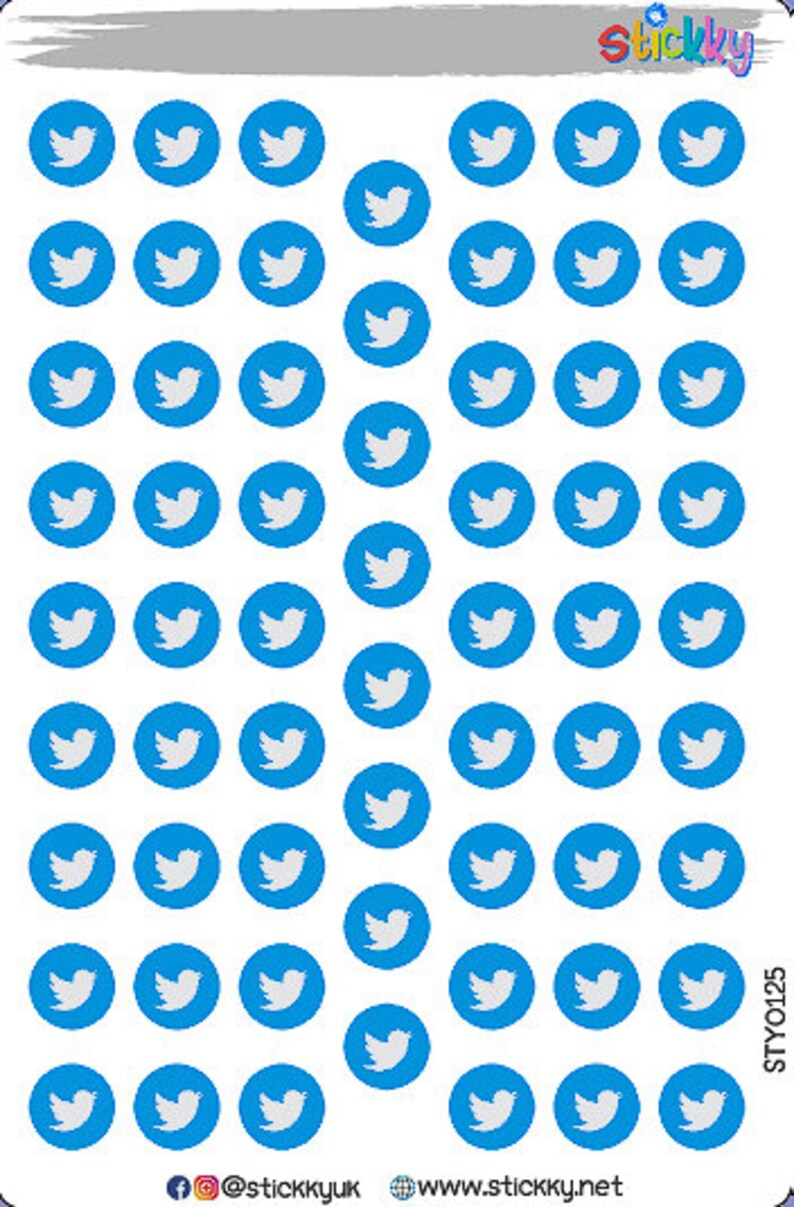 Social Media Twitter Logo Stickers Sheet.- - Etsy