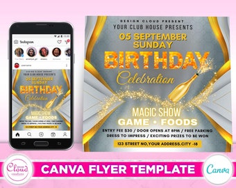 Happy Birthday Canva Template - Etsy UK