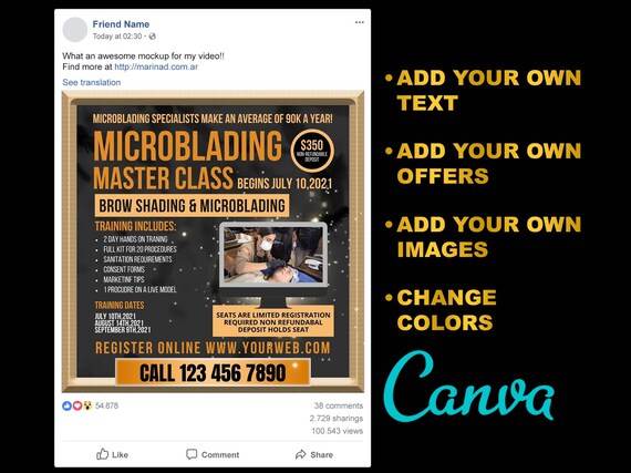 Design & Templates Stationery D.I.Y Canva Microblading Flyer Template ...