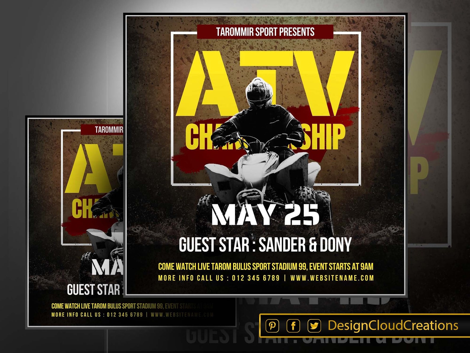 Atv Tournament Flyer Canva Atv Tournament Flyer Template. - Etsy