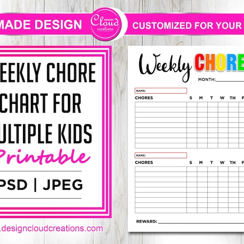Reward Chart Chore Chart Checklist for Kids Responsibility - Etsy