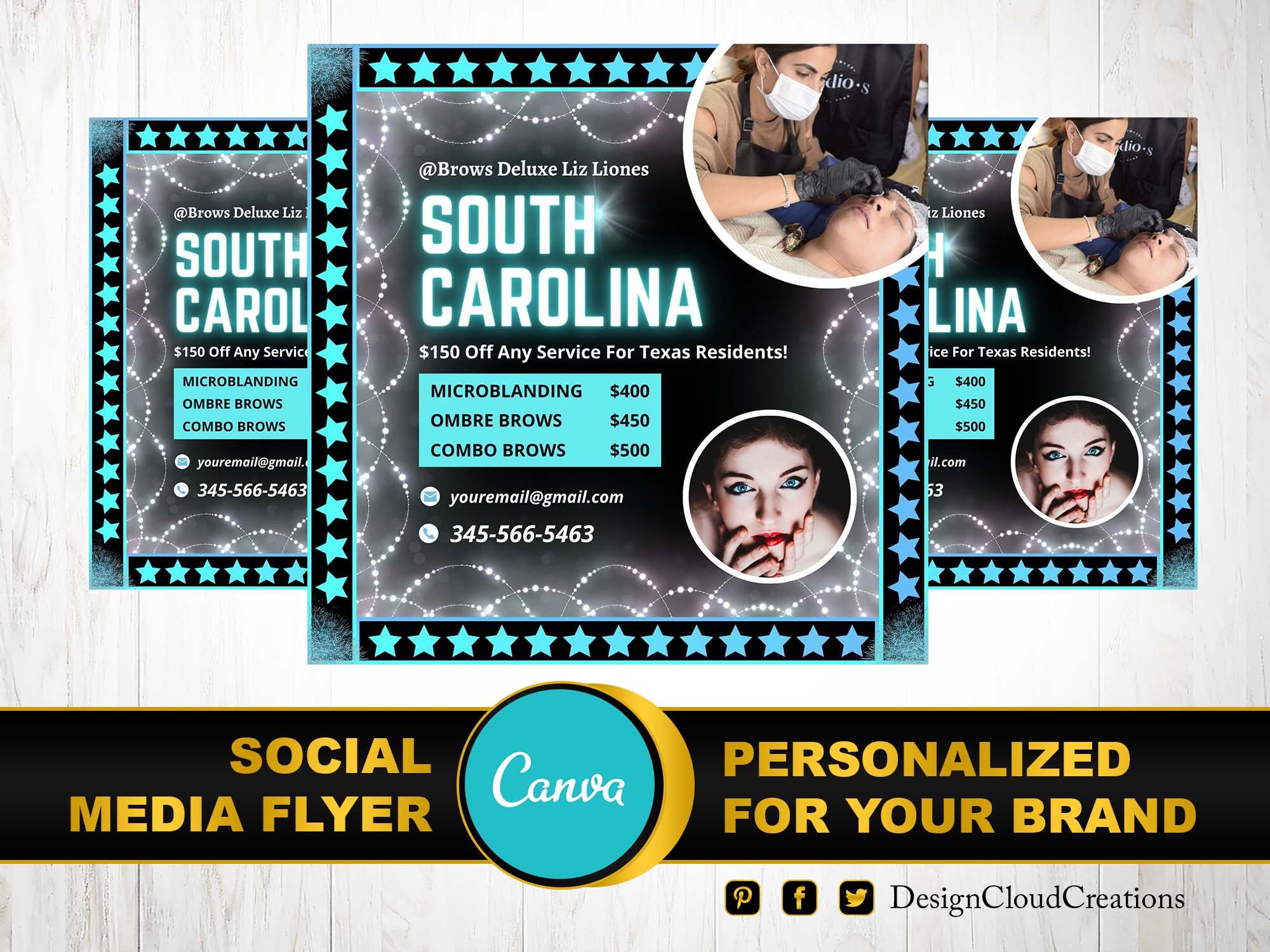 D.I.Y Canva Microblading Flyer Template 2021 Editable Canva Social ...