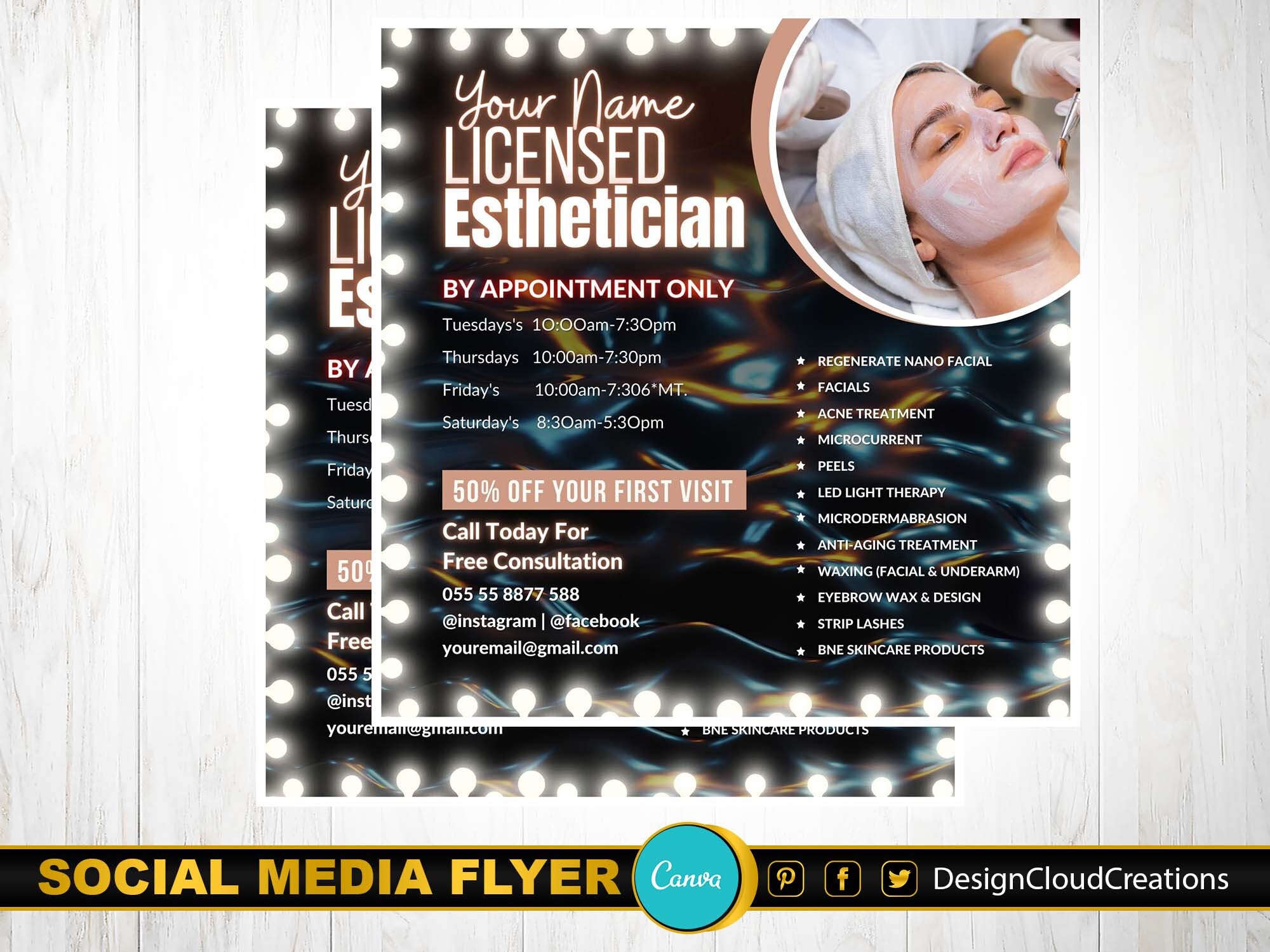 Esthetician Flyer D I Y Canva Esthetician Flyer Template Etsy