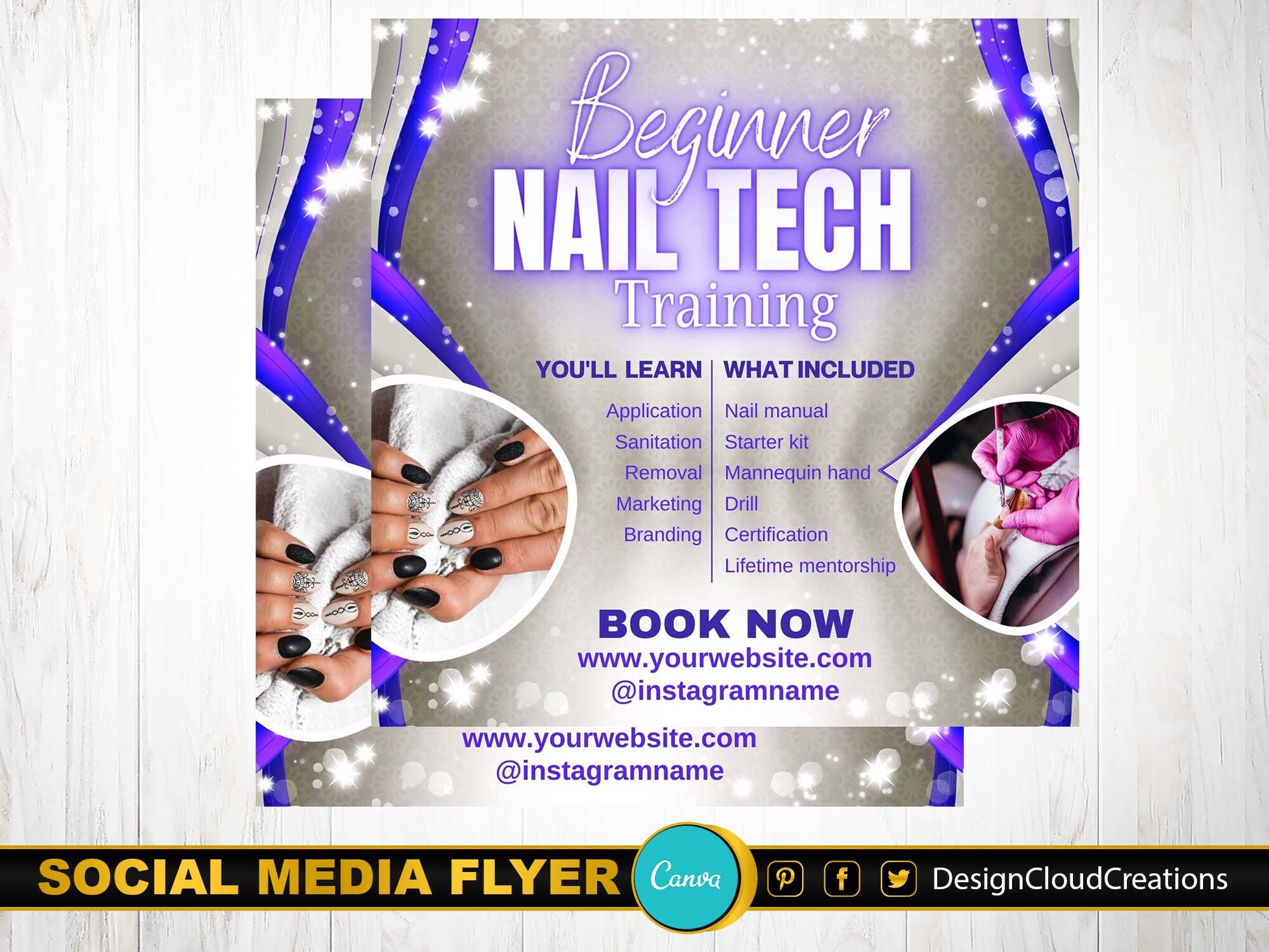 DIY Nail Course Flyer Design Beauty Instagram Template Beauty Social ...