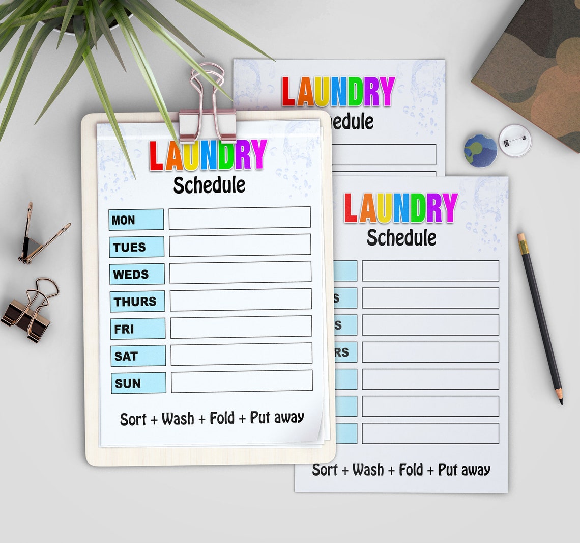 Laundry Schedule Printable Pdf Chore chart Editable PSD | Etsy