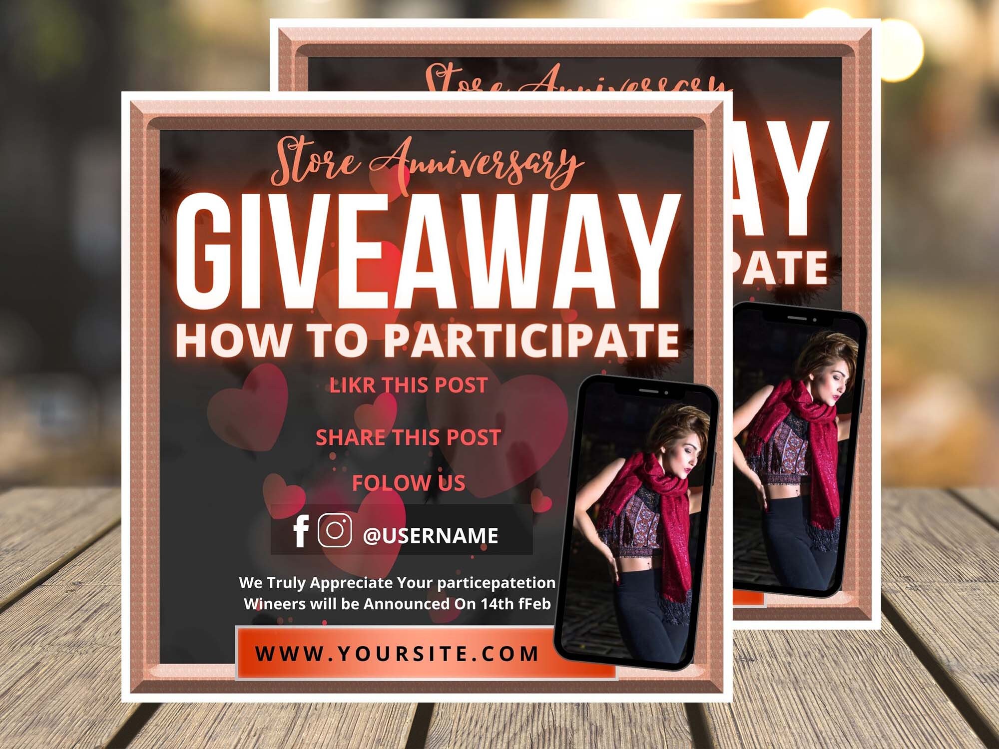 GIVEAWAY FLYER TEMPLATE D I Y Canva Giveaway Flyer Template Etsy