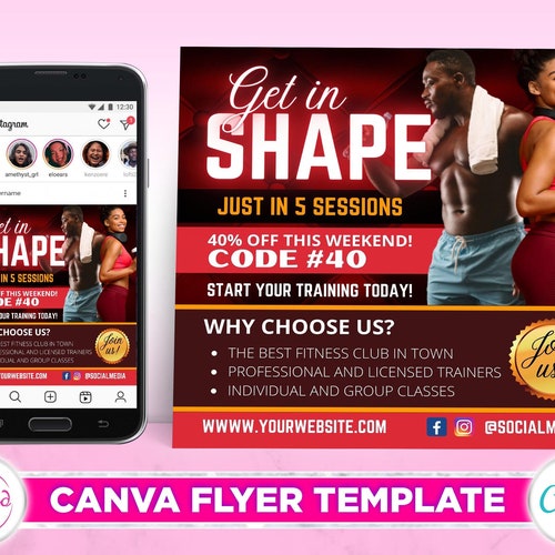 Editable Canva Fitness Template DIY Gym Workout Flyer - Etsy