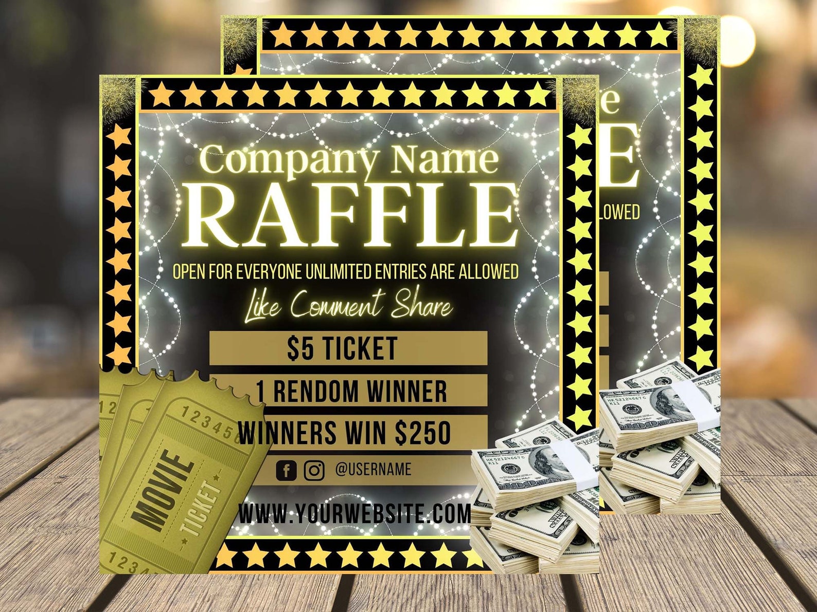 RAFFLE FLYER D.I.Y Canva Raffle Flyer Template 2021. Editable | Etsy