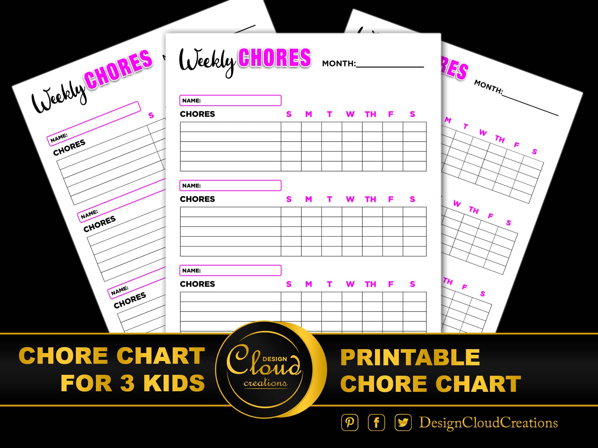 2021 Blank Chore Chart for Multiple kids Printable PDF Instant Download ...
