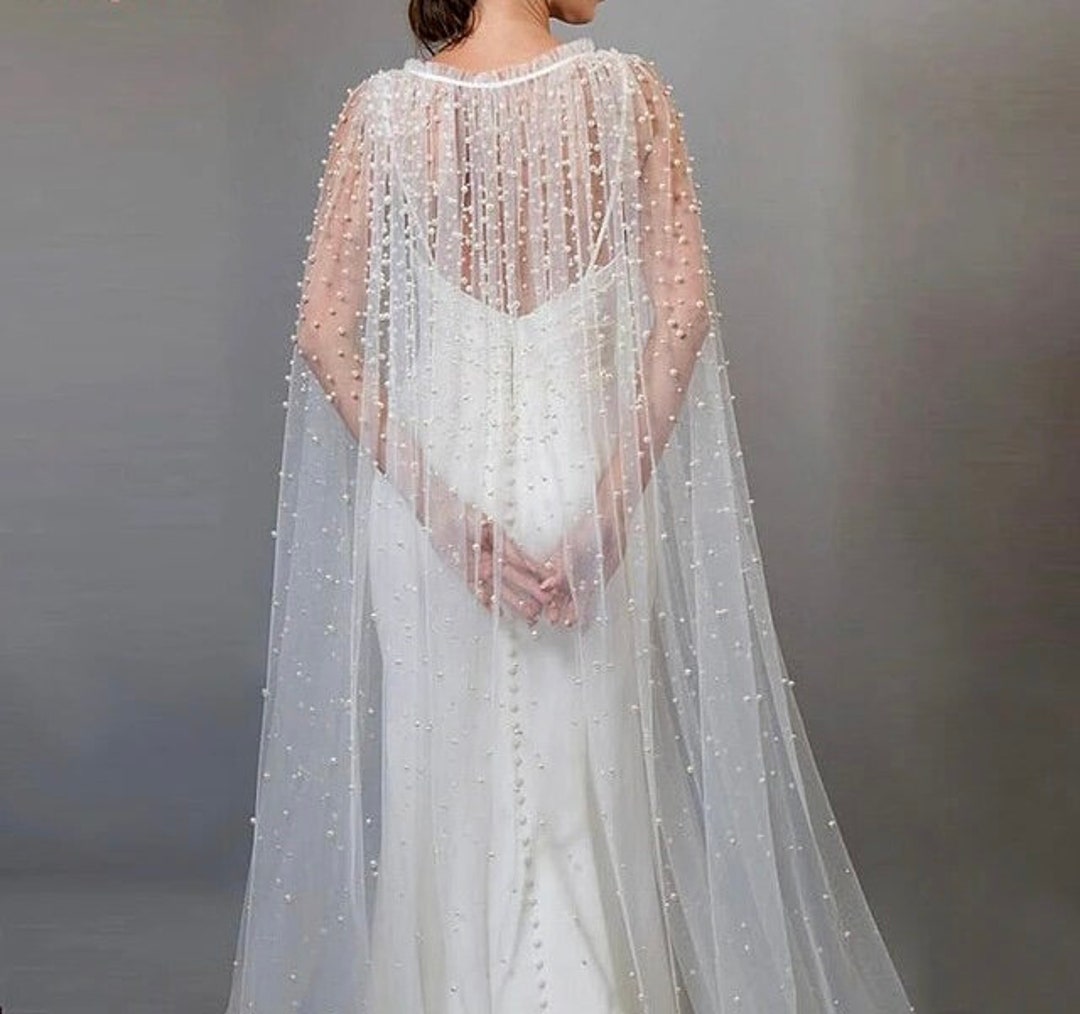 Ivory Pearl Beaded Bridal Cape / Wedding Capes for Bride / - Etsy