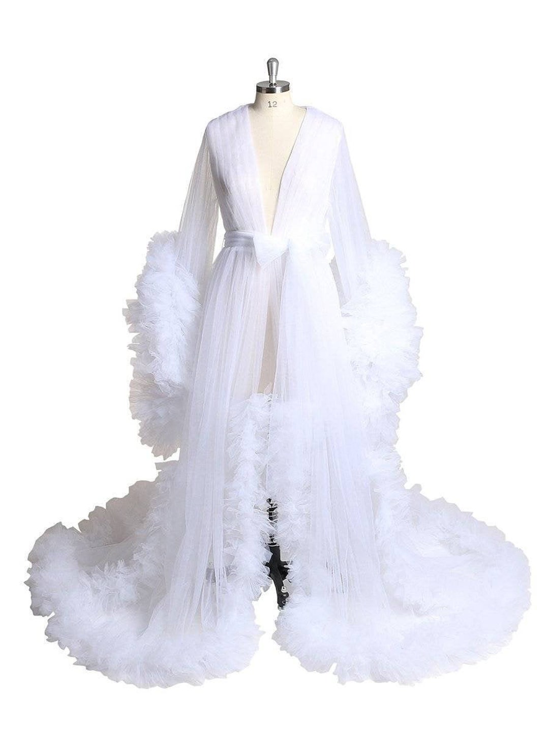 Bridal Robe With Tulle / Wedding Robes for Bride / Long Bride Robe ...