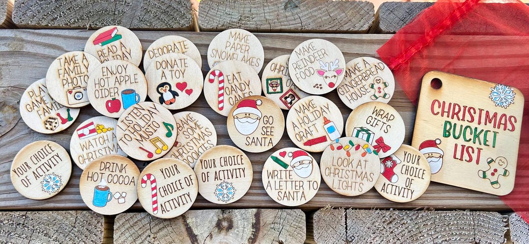 Christmas Activity Tokens: Laser Cut Wooden Set of 24, Advent Calendar ...