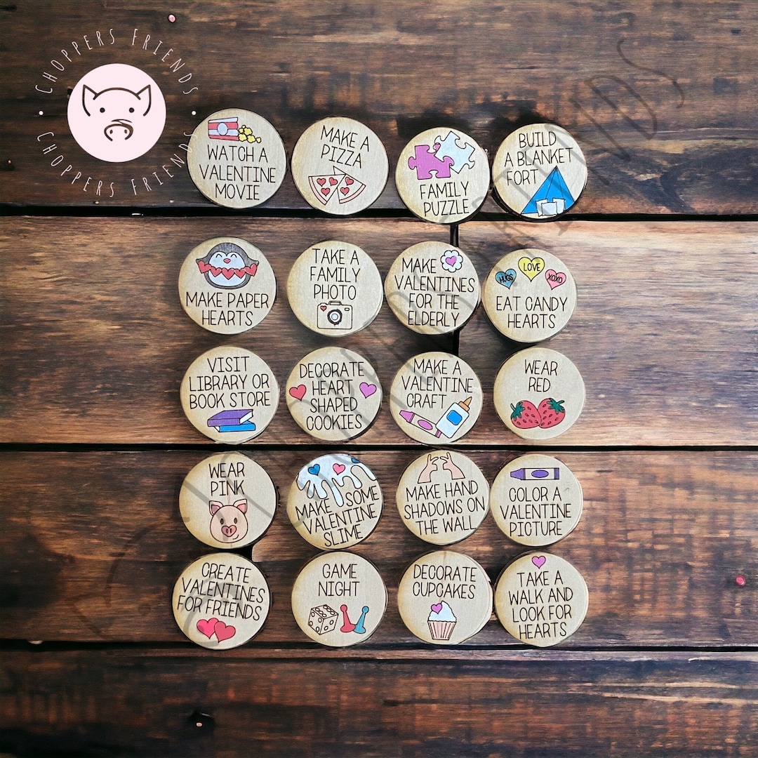 Valentine Activity Tokens: Laser Cut Wood, Bucket List, Family Game - Etsy