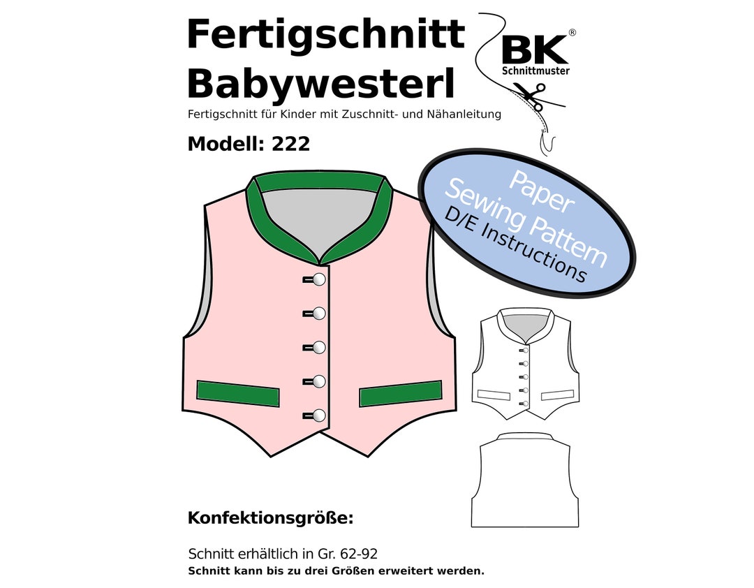 Paper Sewing Pattern Vest Toddler - Etsy